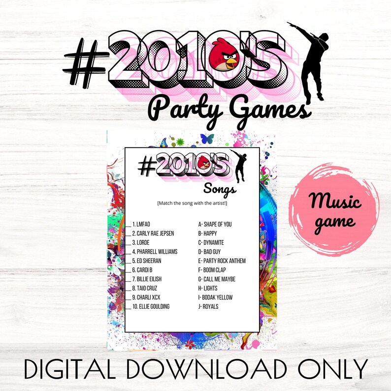 2010s Party Games Bundle: Printable Trivia & Activities (digital ...