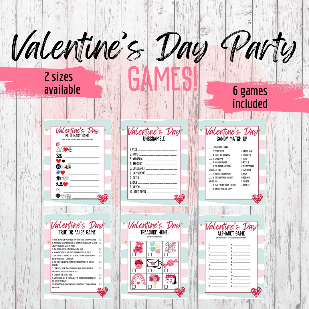 Valentines Day Printable Games Bundle, Valentine's Day Party Games and ...