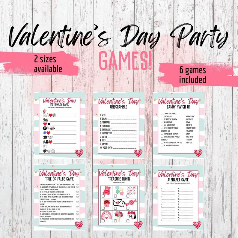 Valentines Day Printable Games Bundle, Valentine's Day Party Games and ...