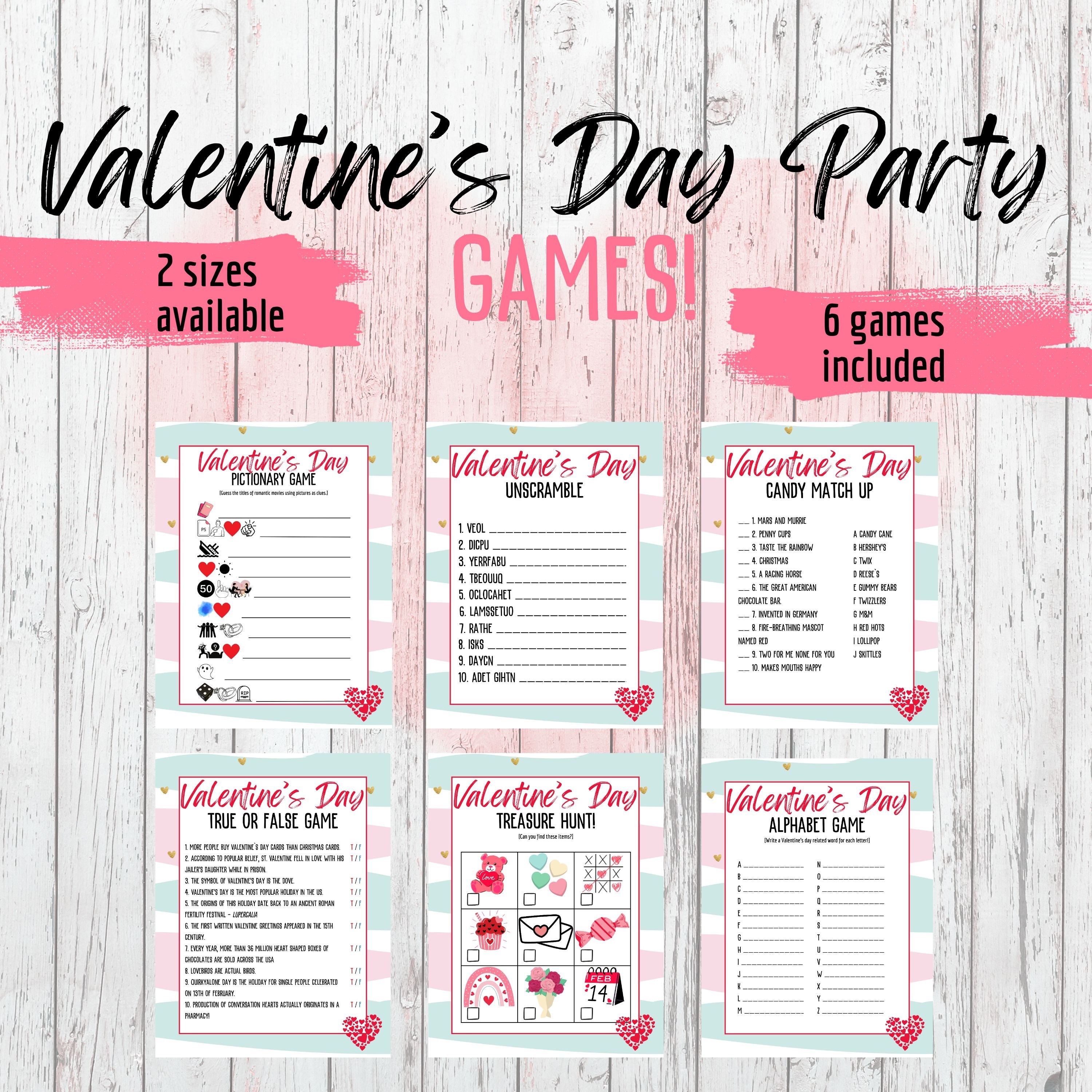 Valentines Day Printable Games Bundle, Valentine's Day Party Games and ...