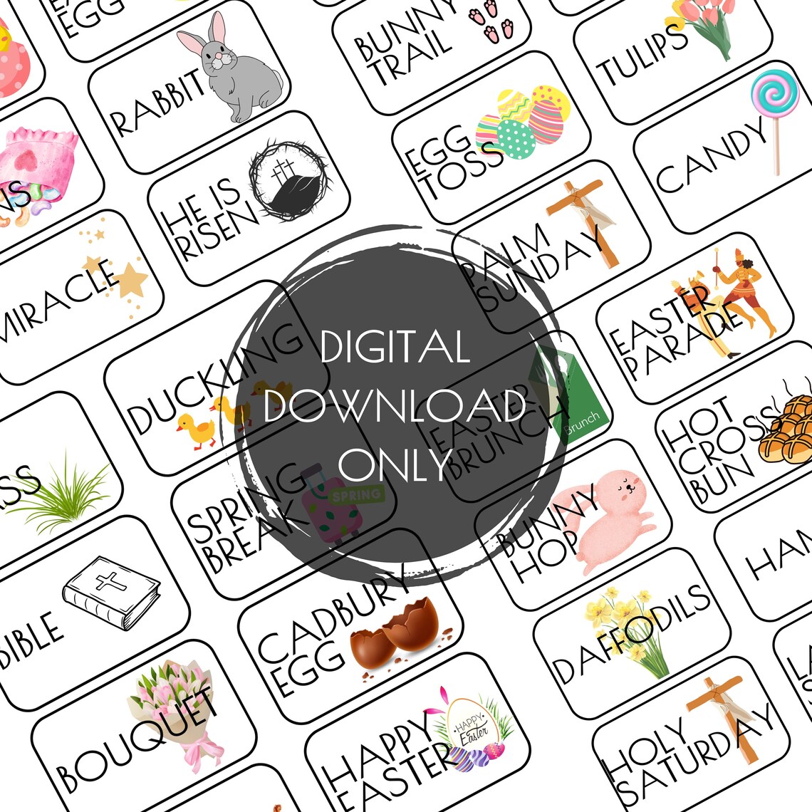 Easter Charades Printable, Easter Pictionary Cards, Easter Party Games ...