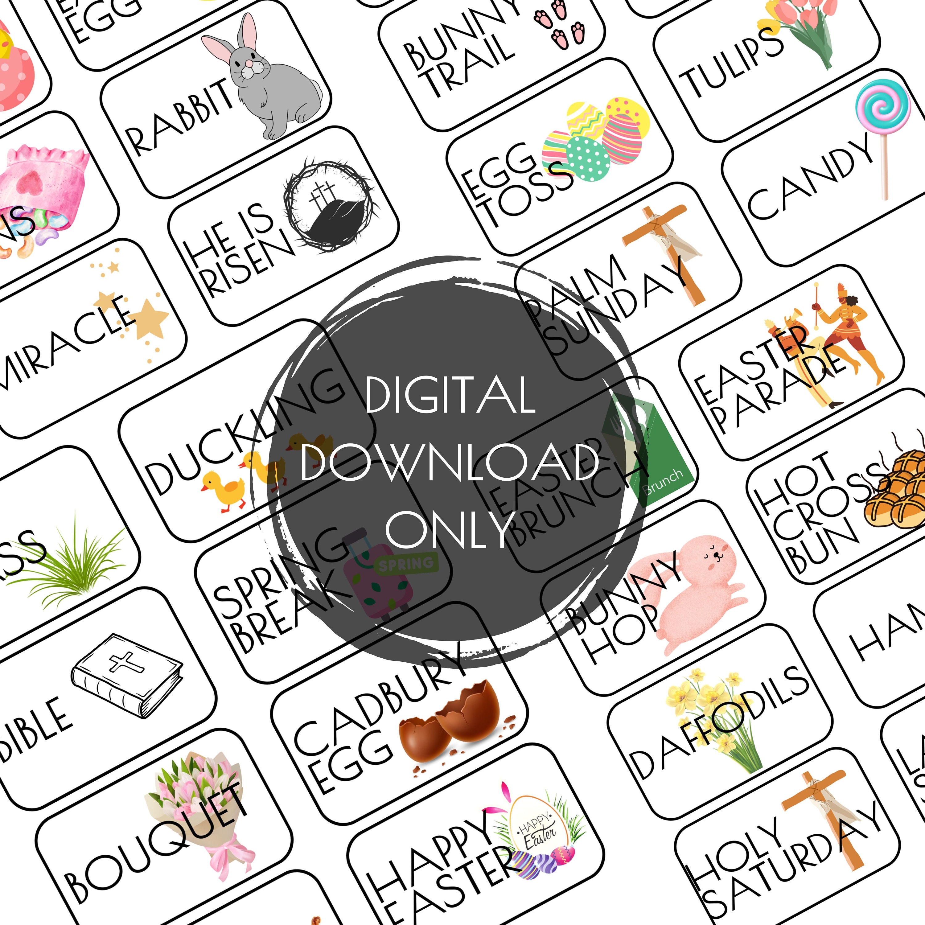 Easter Charades Printable, Easter Pictionary Cards, Easter Party Games ...