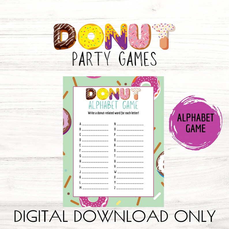 Donut Party Games Printable, Doughnut Theme Party Games Bundle, Donut ...