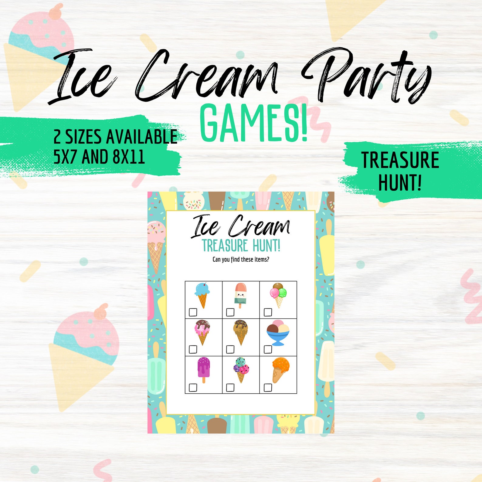Ice Cream Party Game Bundle, Birthday Party Activities, Kids Activity ...