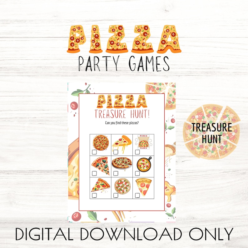 Pizza Party Games Printable, Pizza Theme Party Games Bundle, Pizza ...