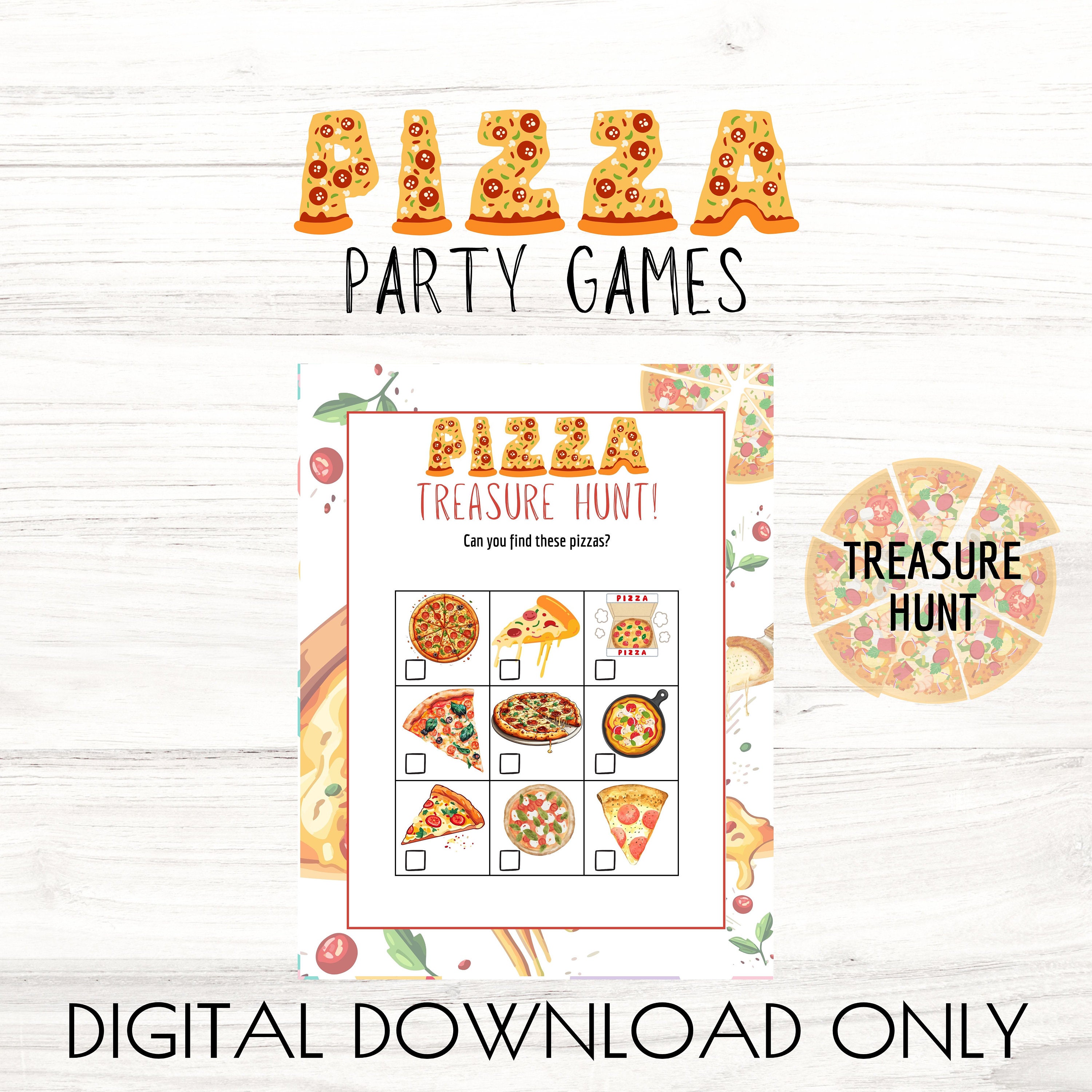 Pizza Party Games Printable, Pizza Theme Party Games Bundle, Pizza ...