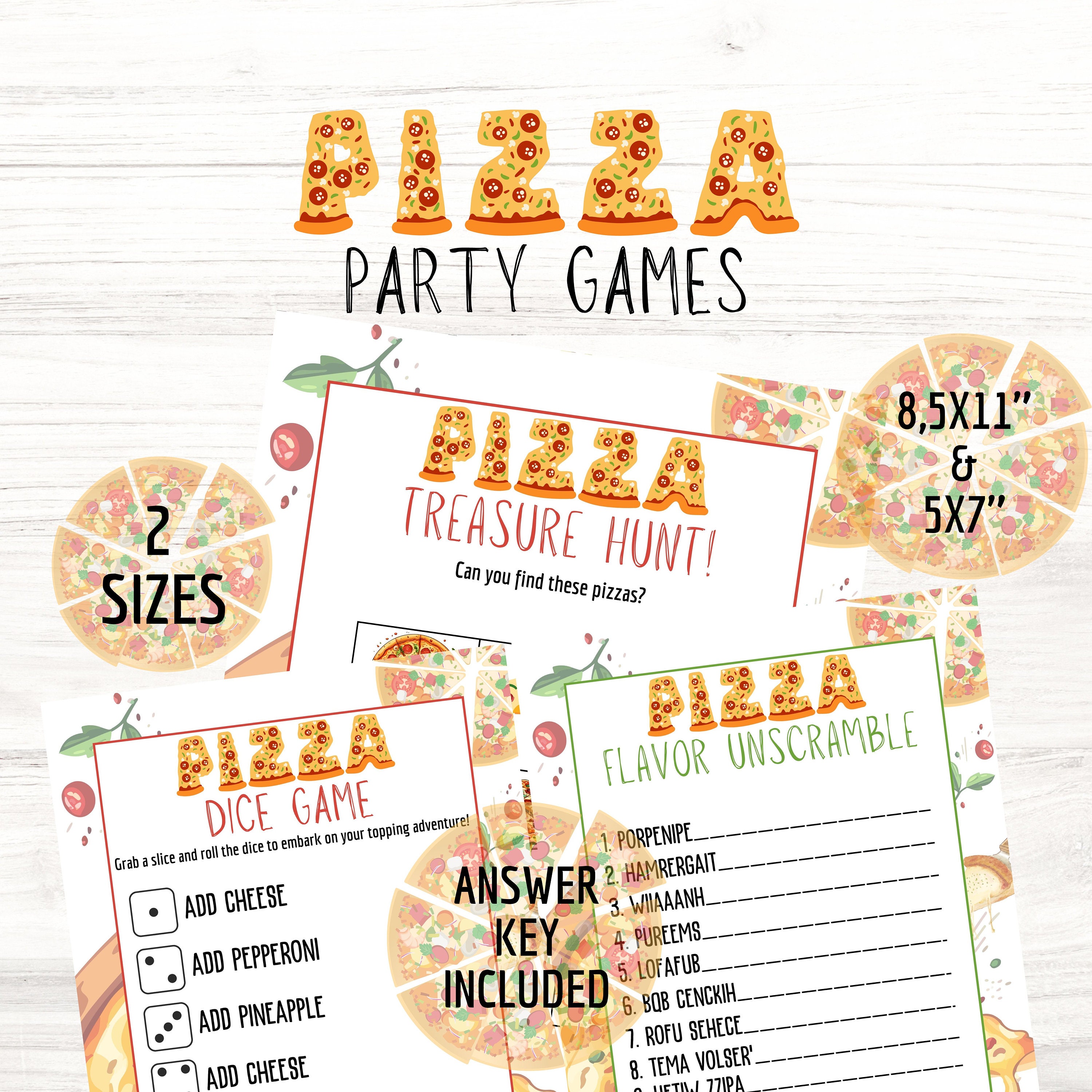 Pizza Party Games Printable, Pizza Theme Party Games Bundle, Pizza ...