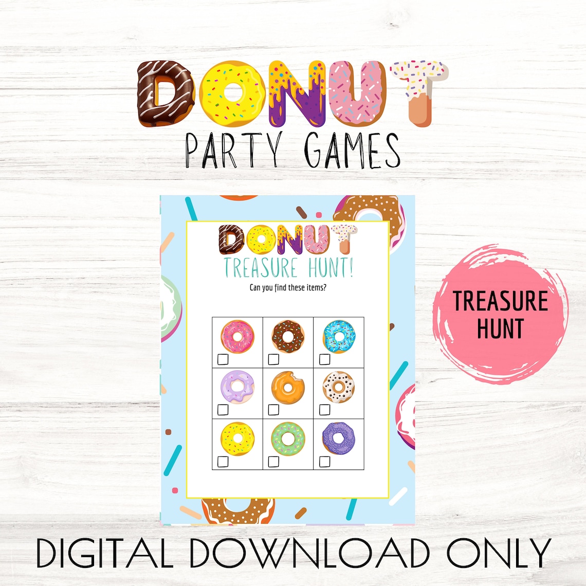 Donut Party Games Printable, Doughnut Theme Party Games Bundle, Donut ...