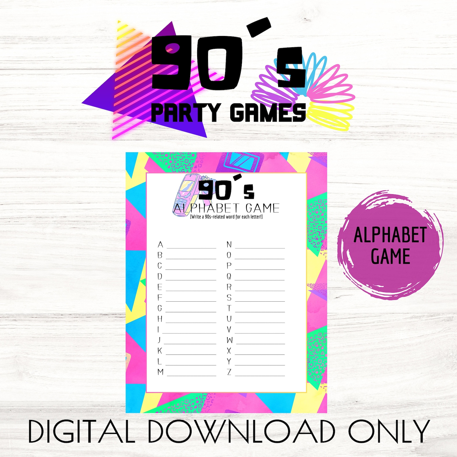 90s Theme Party Games Printable, Back to the 90s Party Activities ...