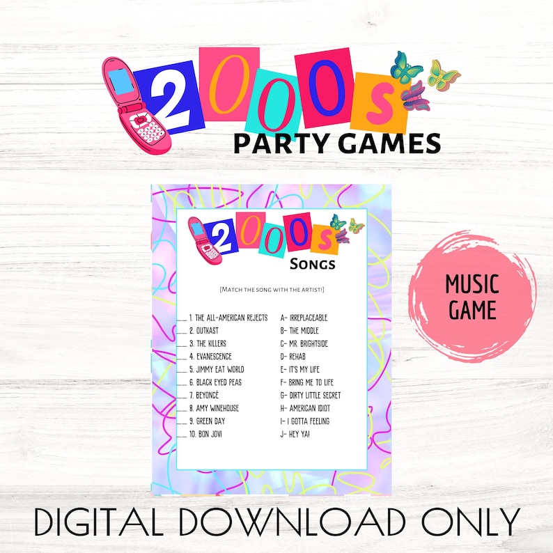 2000s Theme Party Games Bundle, Printable 2000s Birthday Party ...