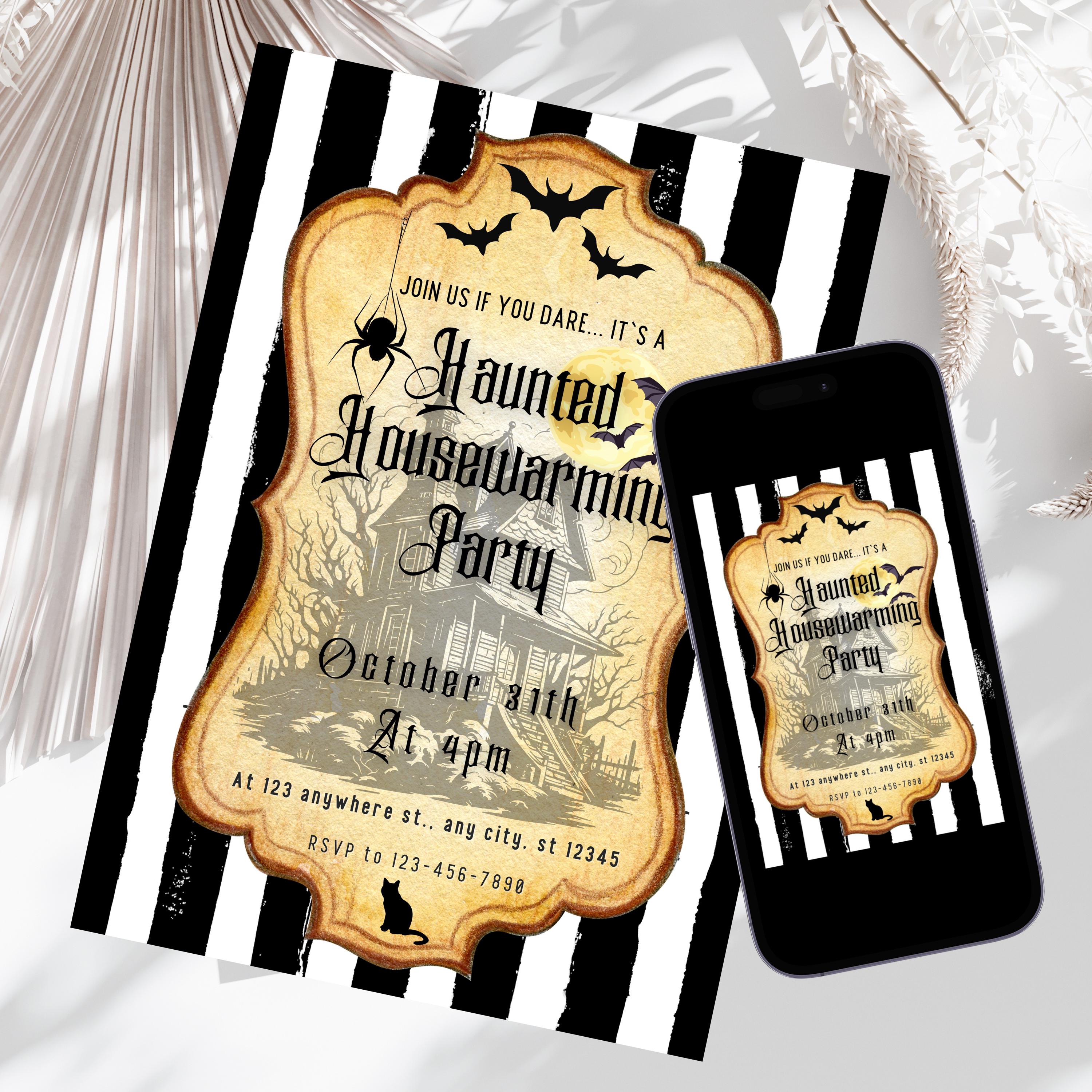 Haunted Housewarming Party Invitation, Halloween Theme Party Digital ...