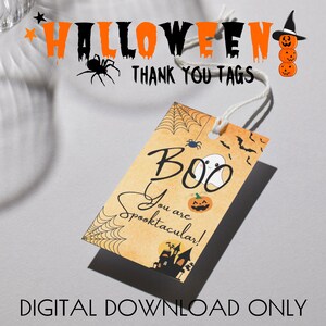 Printable Halloween Treat Bag Tags, Halloween Theme Party Thank You ...