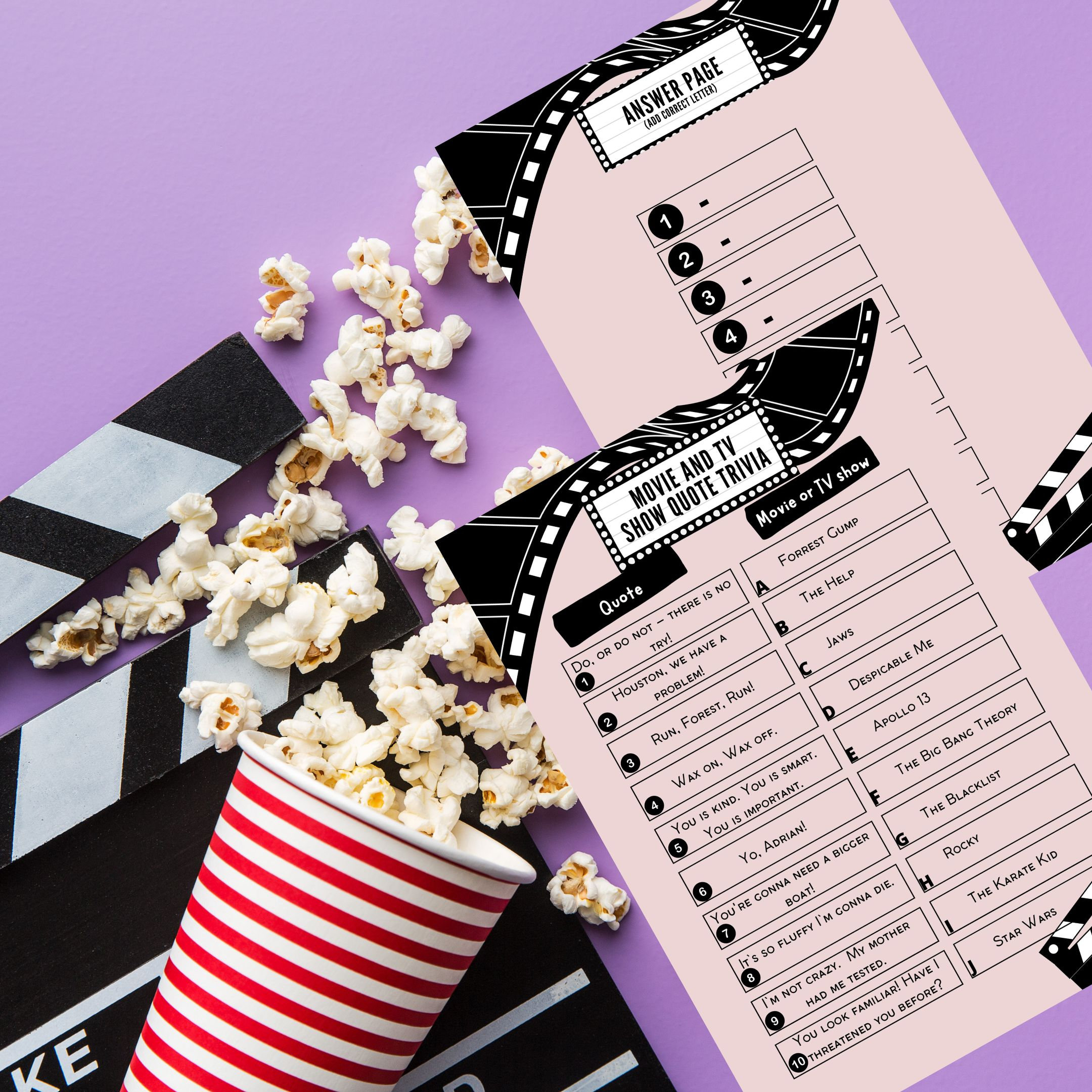 Printable Movie and TV Show Party Game Movie and TV Show - Etsy