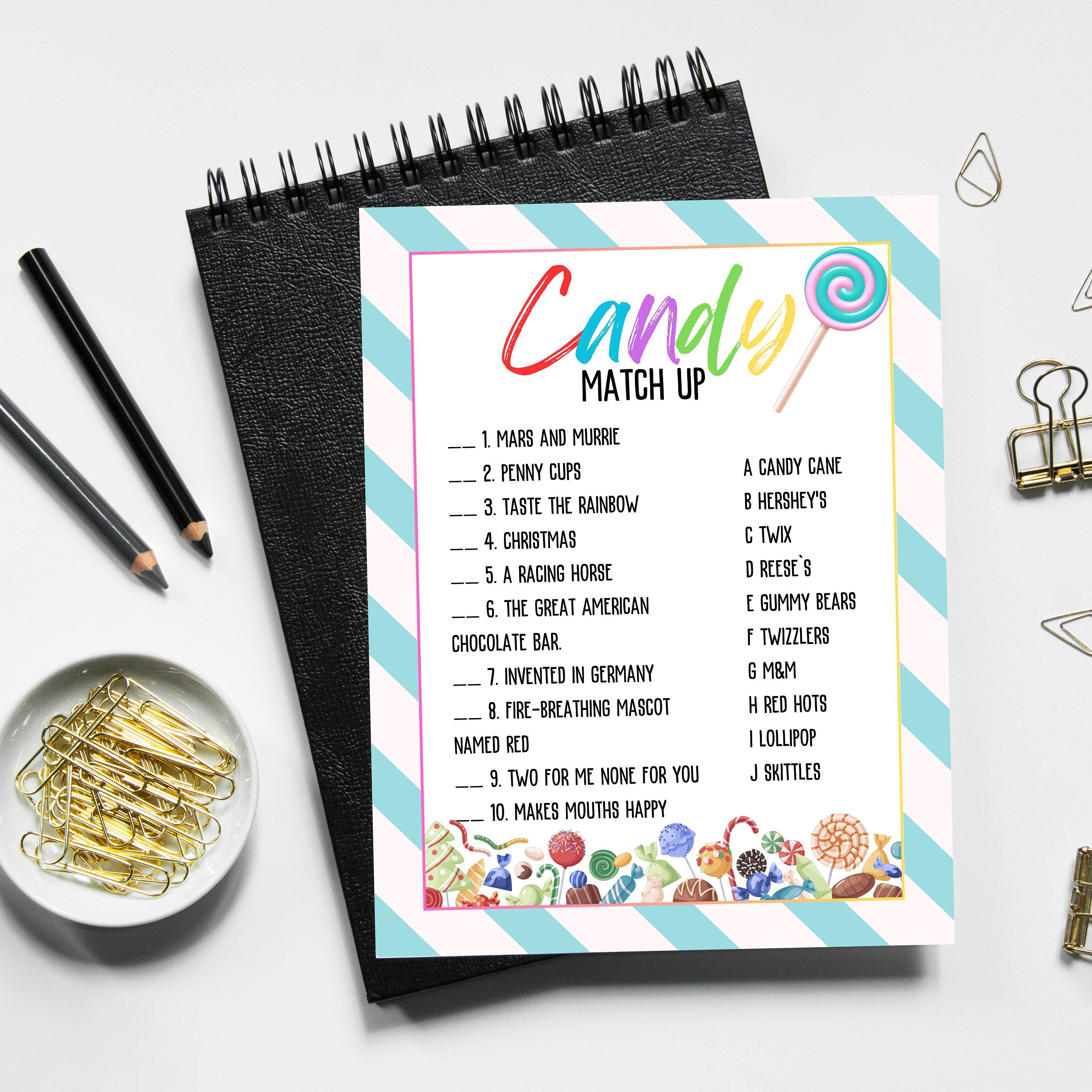 Candy Match up Party Game for Kids and Adults, Candy Party Activity ...