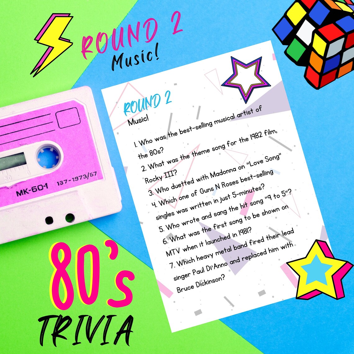 80s Themed Party Game, Printable Back to the 80s Trivia, Trivia Night ...