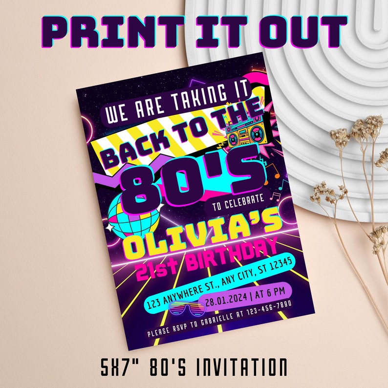 Back to the 80s Birthday Party Invitation, Printable 80s Themed ...
