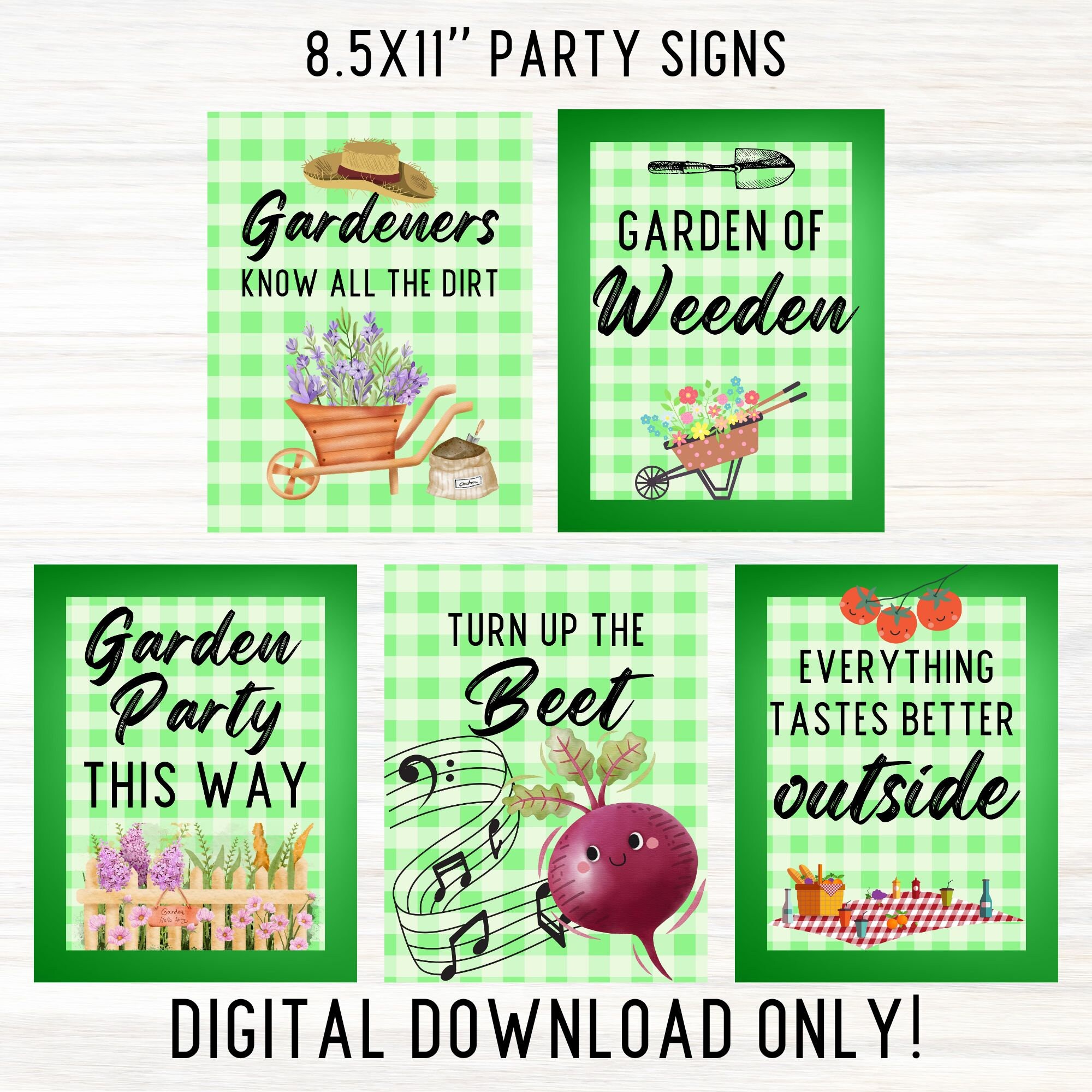 Gardening Birthday Party Decorations, Printable Green Garden Party ...