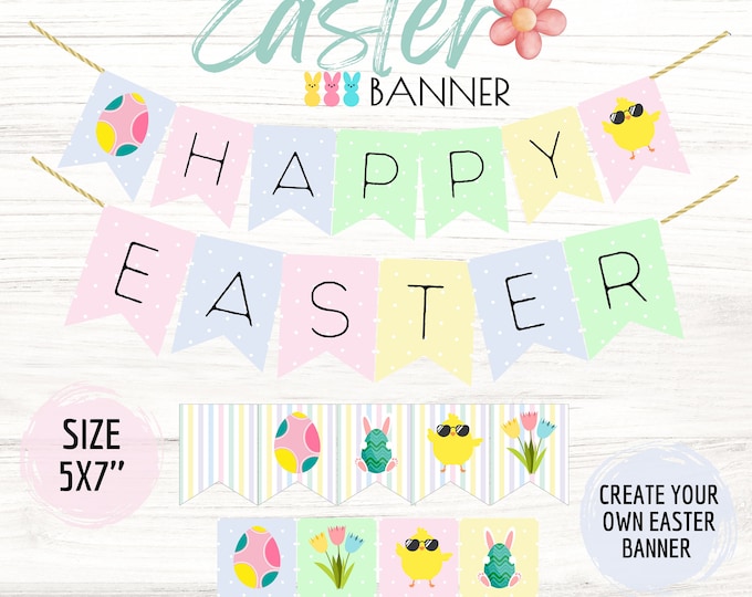 Happy Easter Banner, Printable Easter Banner, Easter Party Decoration ...