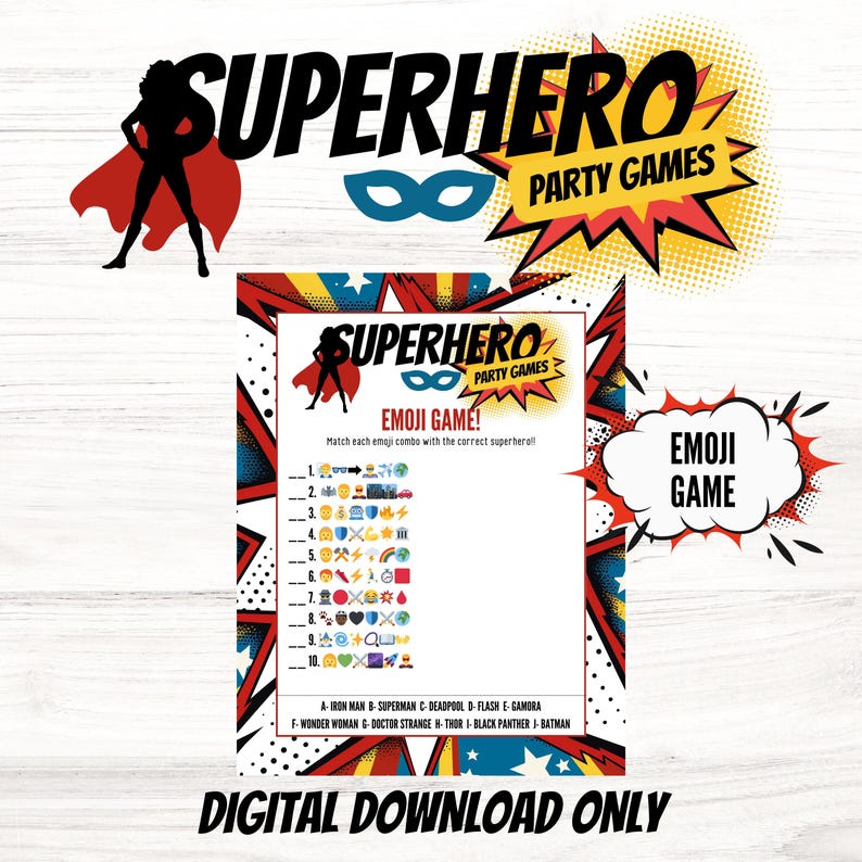 Superhero Party Games Bundle Printable, Superhero Theme Birthday ...