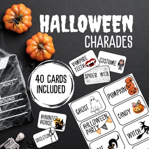 Printable Halloween Charades Cards, Spooky Holiday Party Charades Game ...