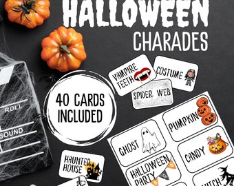 Printable Halloween Charades Cards, Spooky Holiday Party Charades Game ...