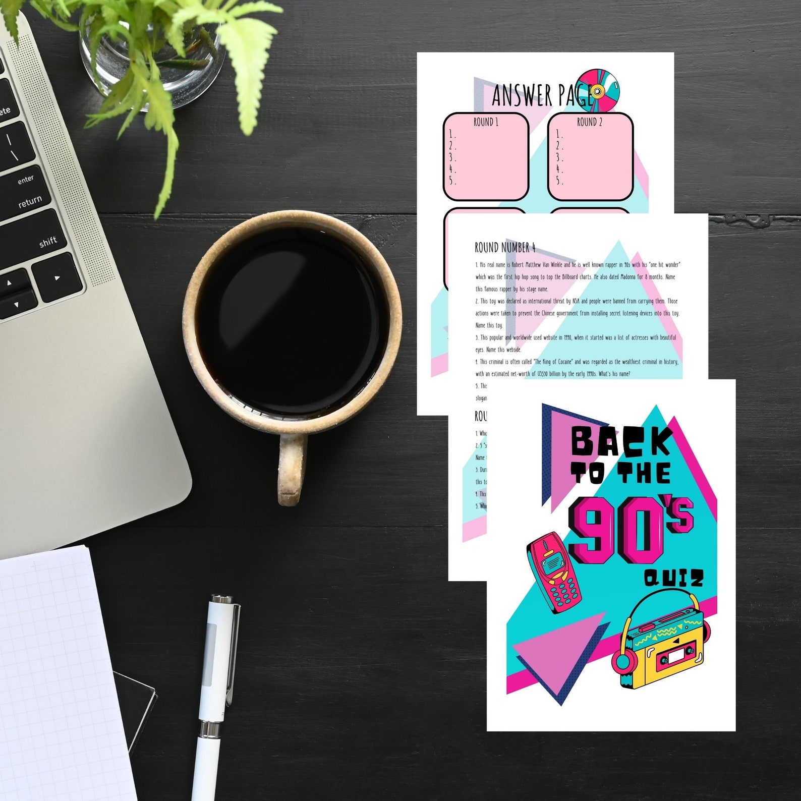 90s Themed Party Game Printable, Back to the 90s Trivia Game, Trivia ...