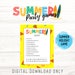 Summer Party Games Printable, Summer Theme Birthday Party Games Bundle ...