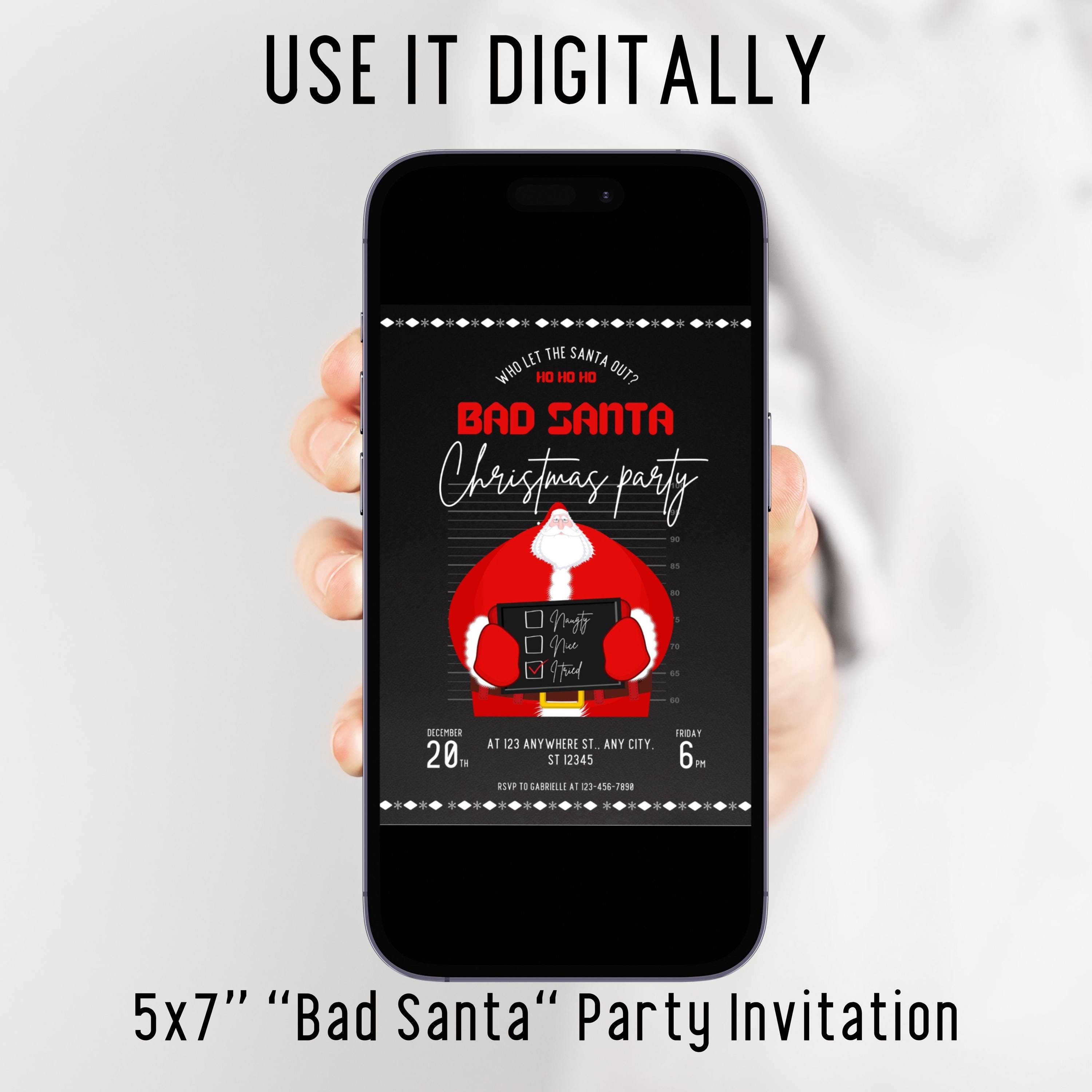 Bad Santa Christmas Party Invitation, Printable Adult Christmas Theme ...