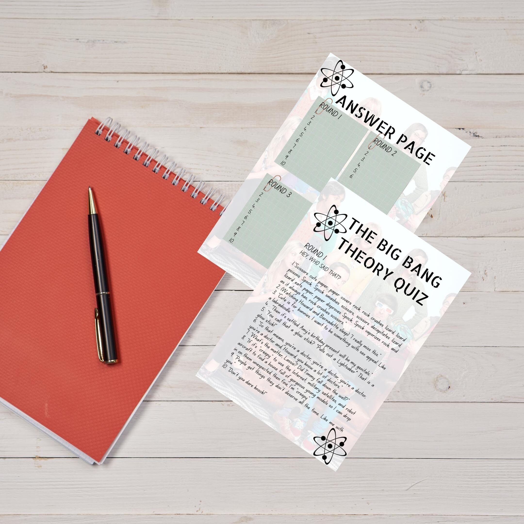 Printable the Big Bang Theory Party Game, Science Themed Party Activity ...