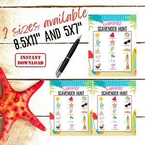 Summer Scavenger Hunt, Printable Summer Party Game for Kids and Adults ...