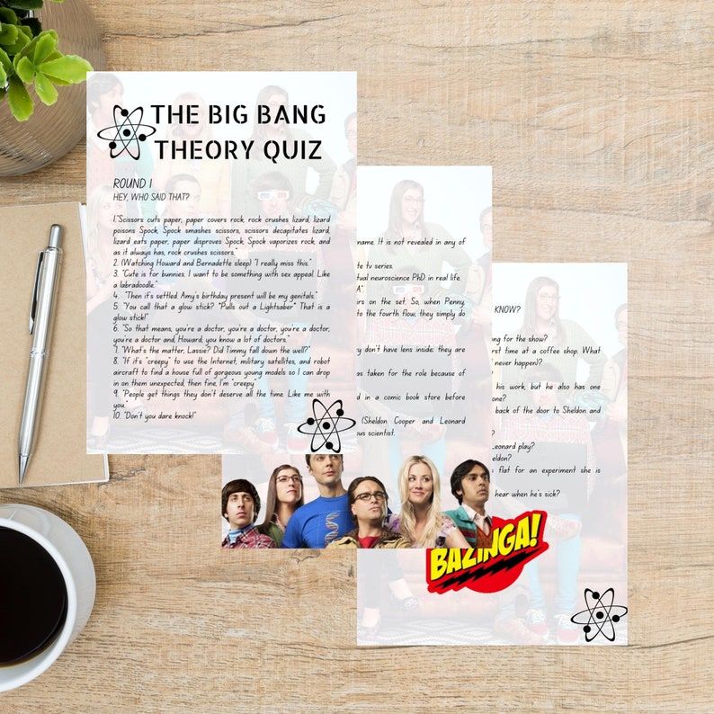 Printable the Big Bang Theory Party Game, Science Themed Party Activity ...