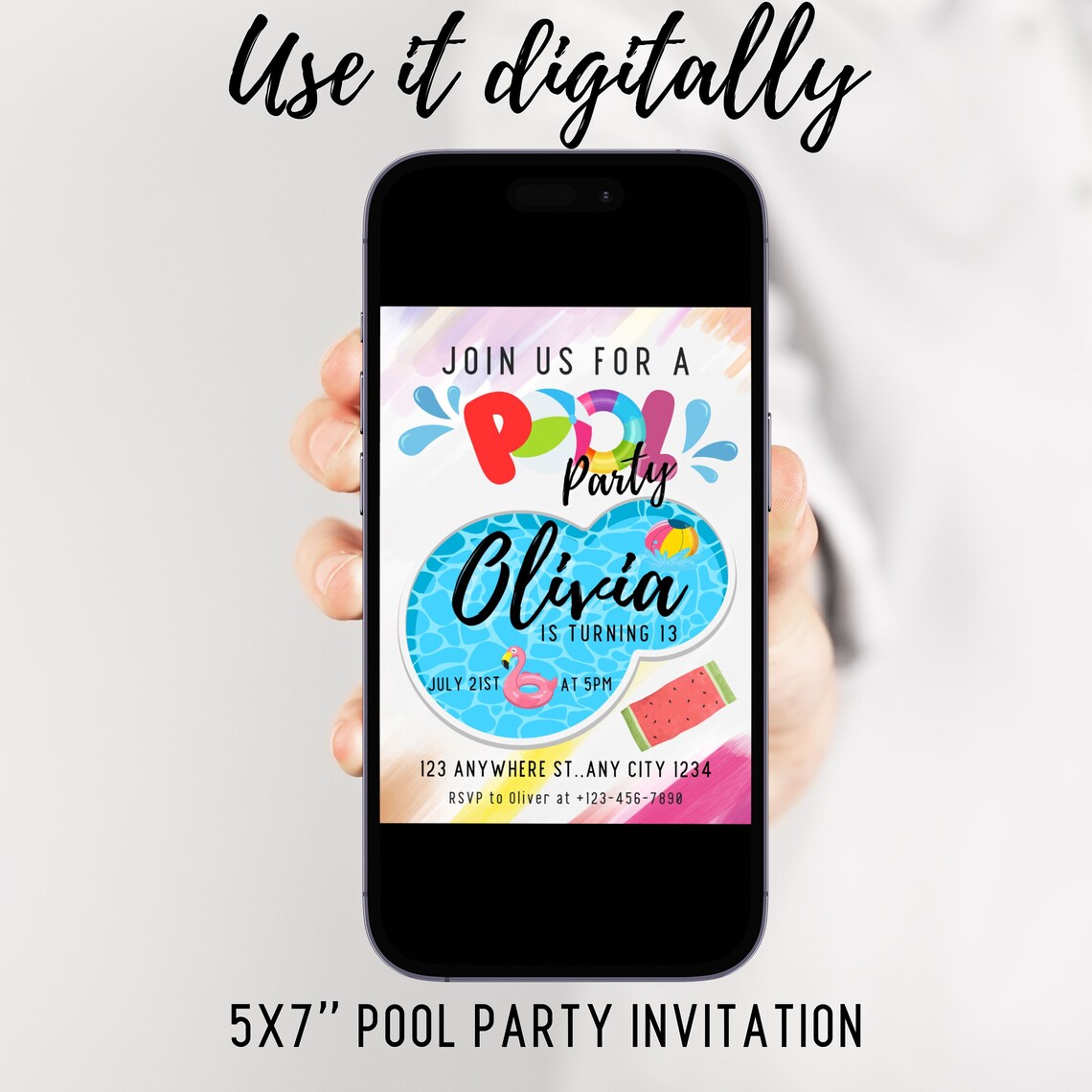 Pool Birthday Party Invitation for Kids, Printable Pool Theme Party ...