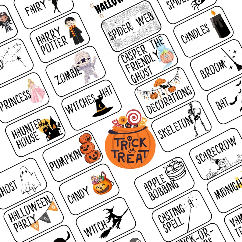 Printable Halloween Charades Cards, Spooky Holiday Party Charades Game ...