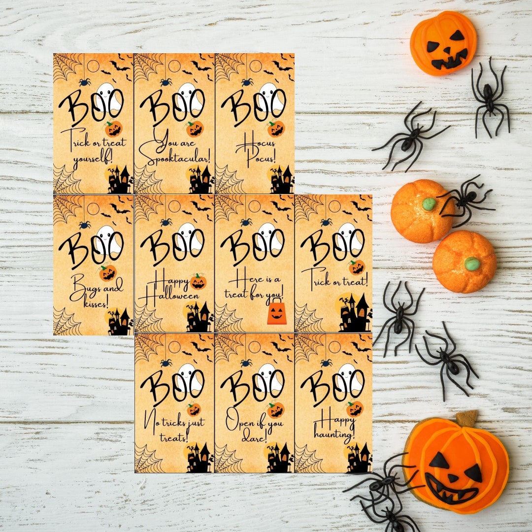 Printable Halloween Treat Bag Tags, Halloween Theme Party Thank You ...