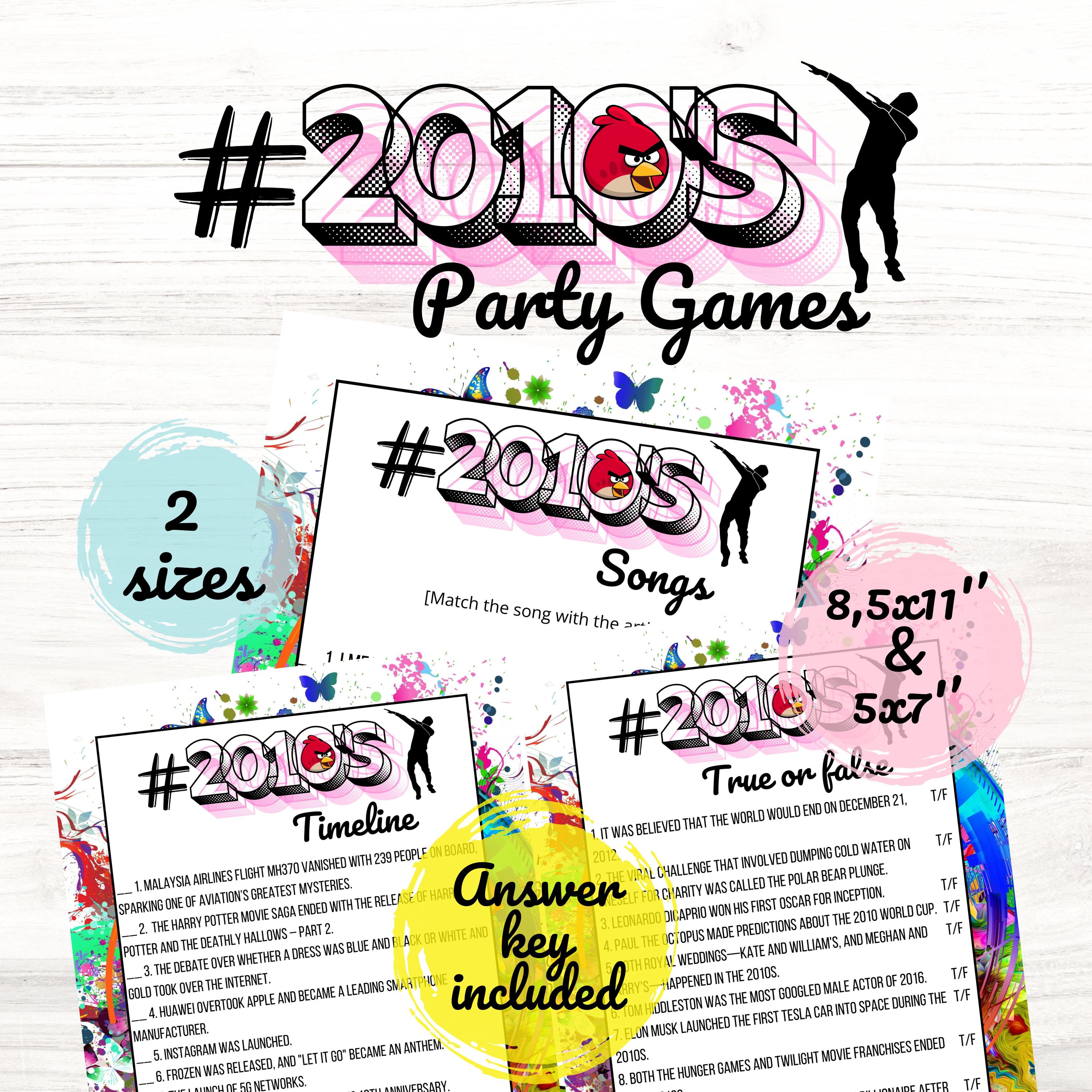 2010s Party Games Bundle: Printable Trivia & Activities (digital ...