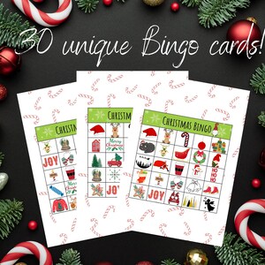 Printable Christmas Bingo Cards, 30 Cards, Party Favors, Holiday Party ...