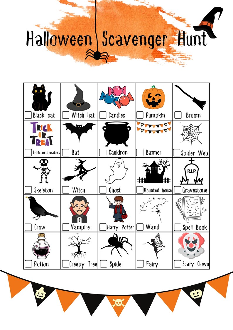 Printable Halloween Scavenger Hunt Activity Fall Scavenger - Etsy