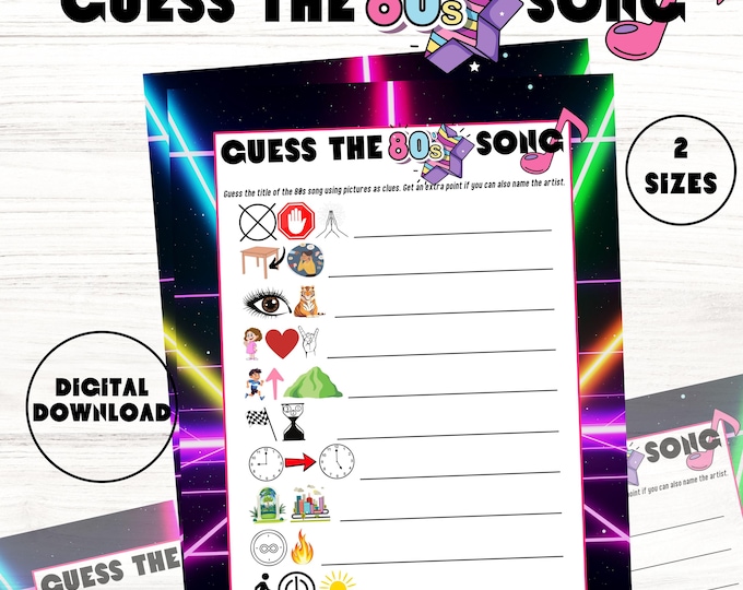 Guess the 80s Song Game: Music Trivia, Party Activity (PDF) - Etsy