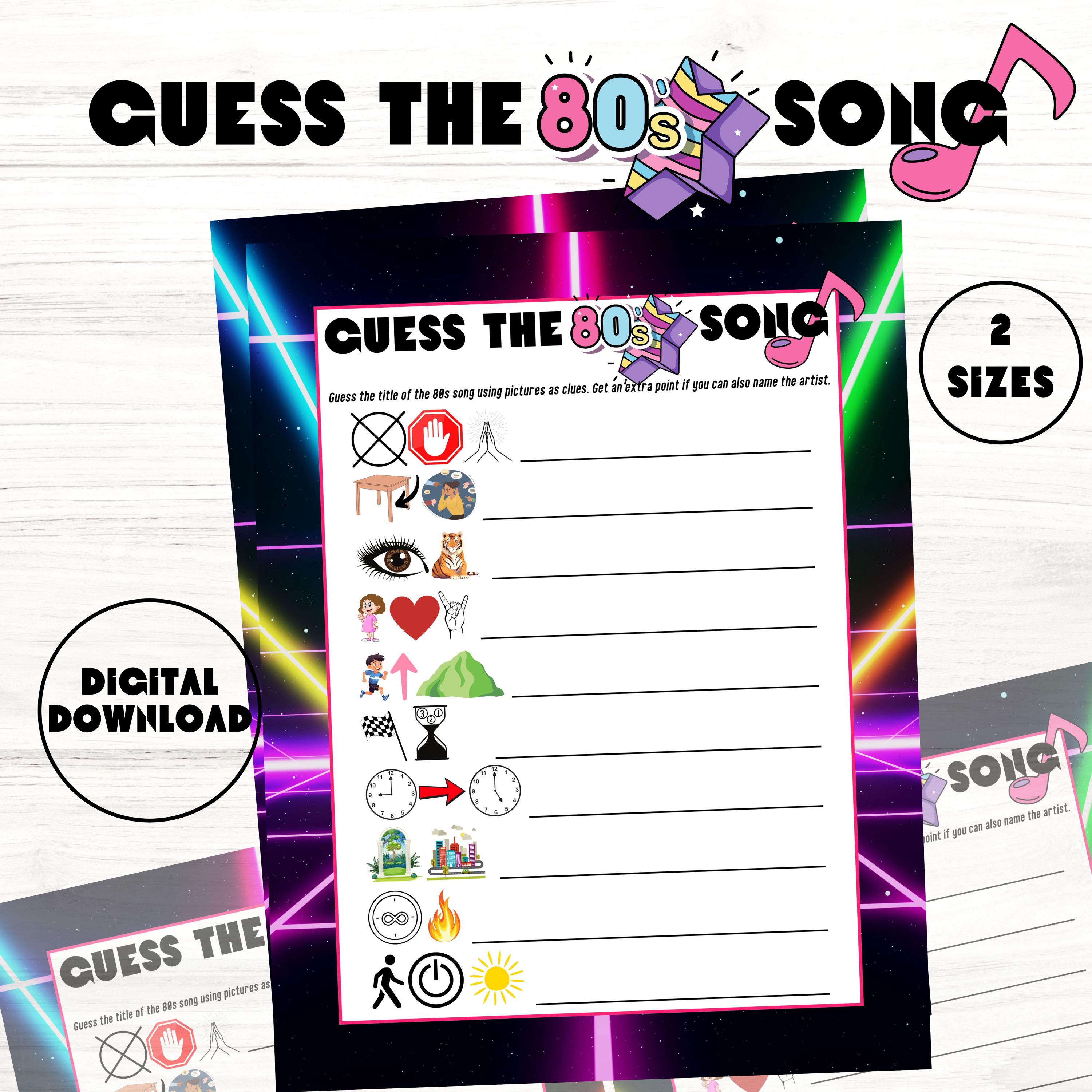 Guess the 80s Song Game: Music Trivia, Party Activity (PDF) - Etsy