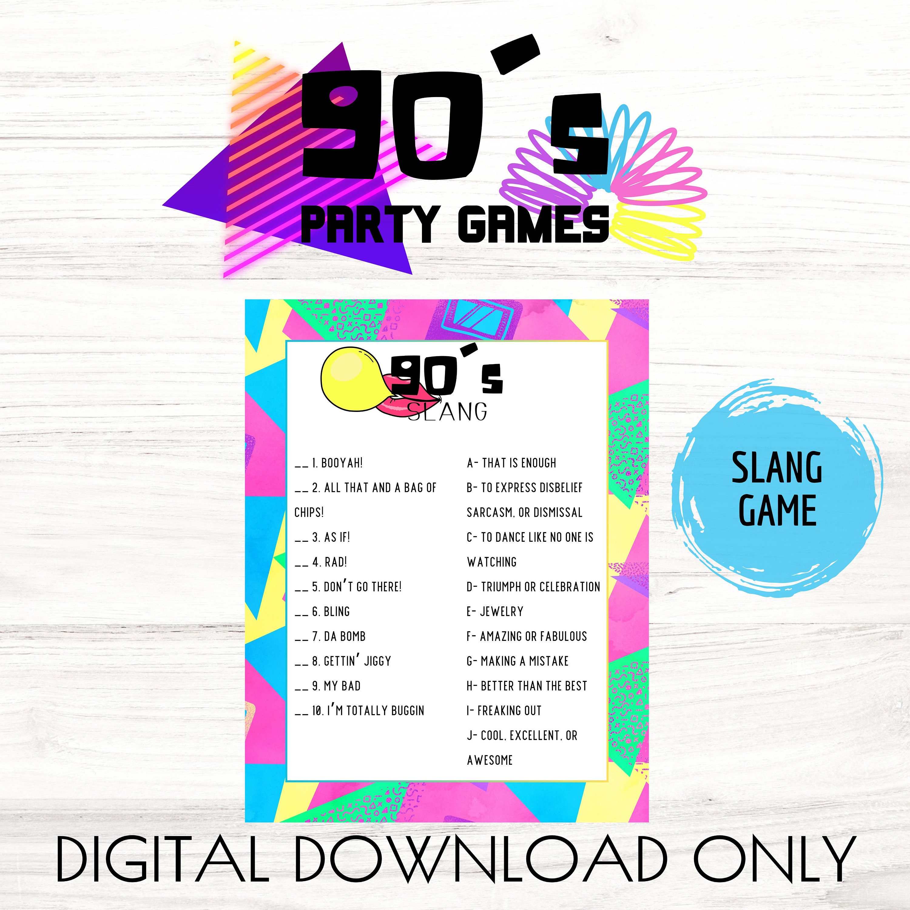 90s Theme Party Games Printable, Back to the 90s Party Activities ...