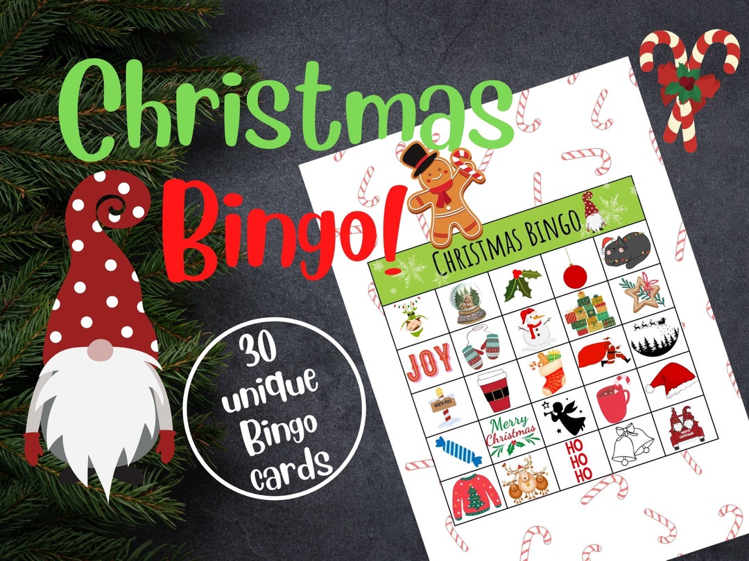 Printable Christmas Bingo Cards, 30 Cards, Party Favors, Holiday Party ...