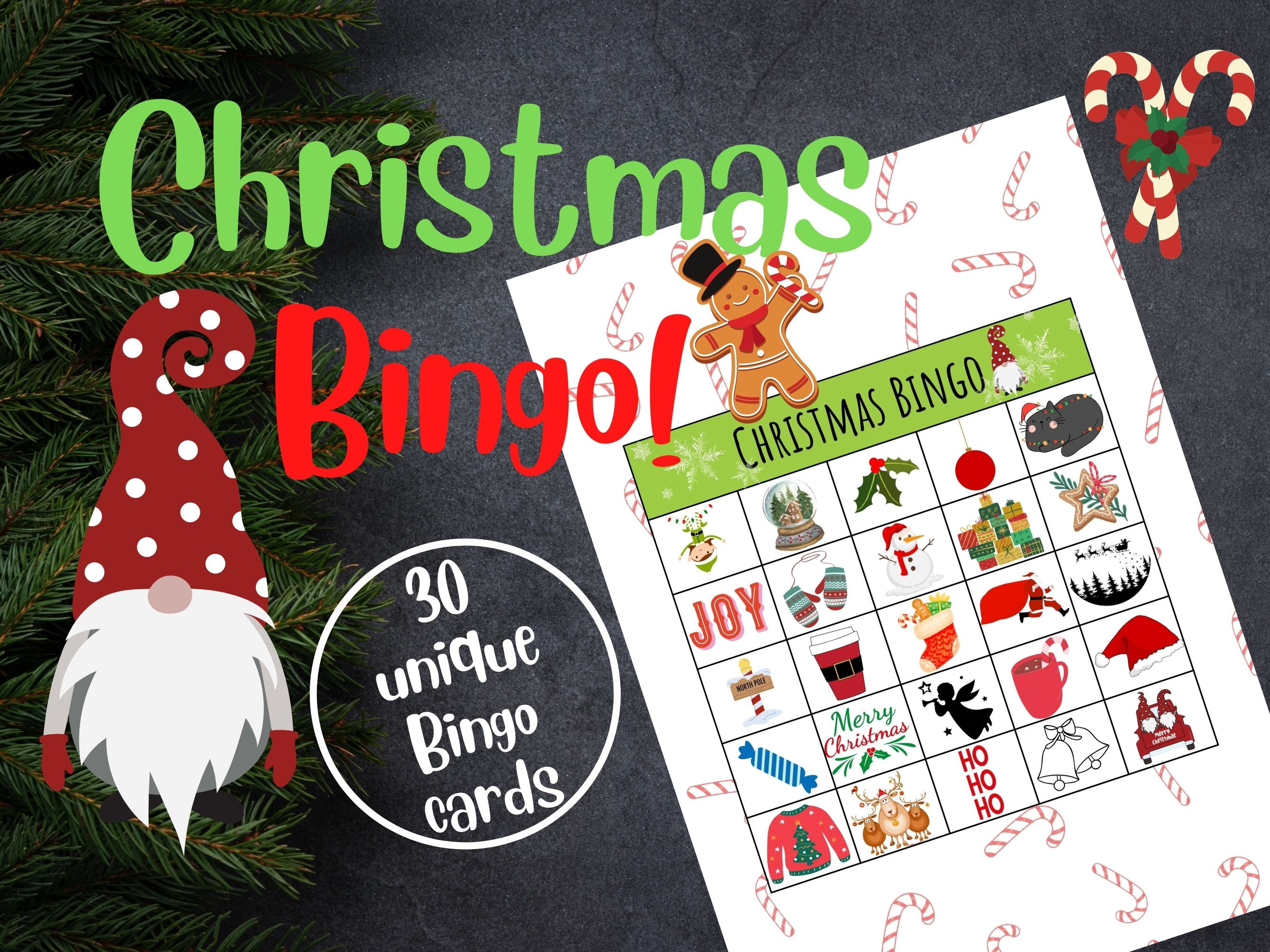Printable Christmas Bingo Cards, 30 Cards, Party Favors, Holiday Party ...