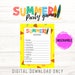 Summer Party Games Printable, Summer Theme Birthday Party Games Bundle ...