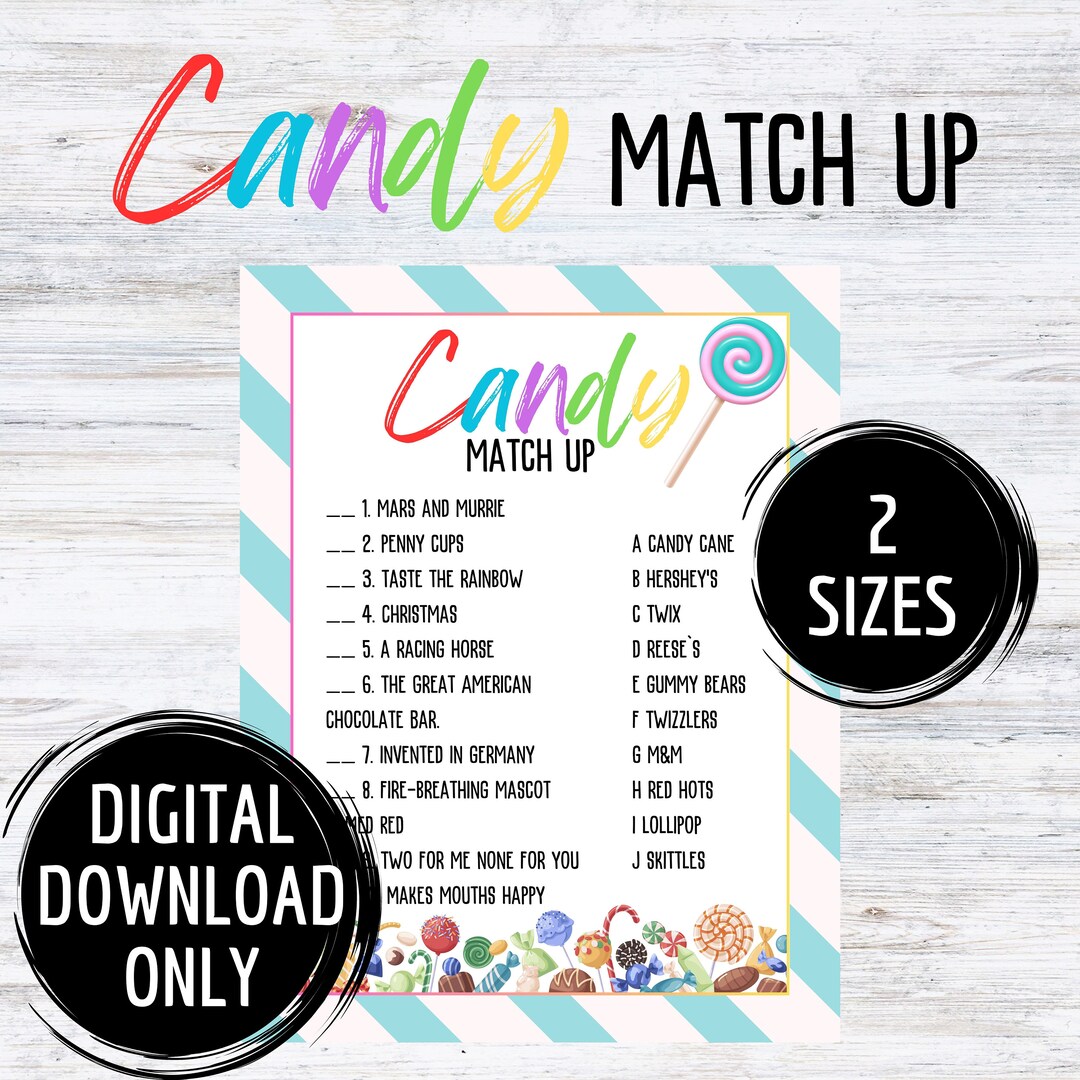 Easter Candy Match up Game: Printable Party Activity (PDF) - Etsy
