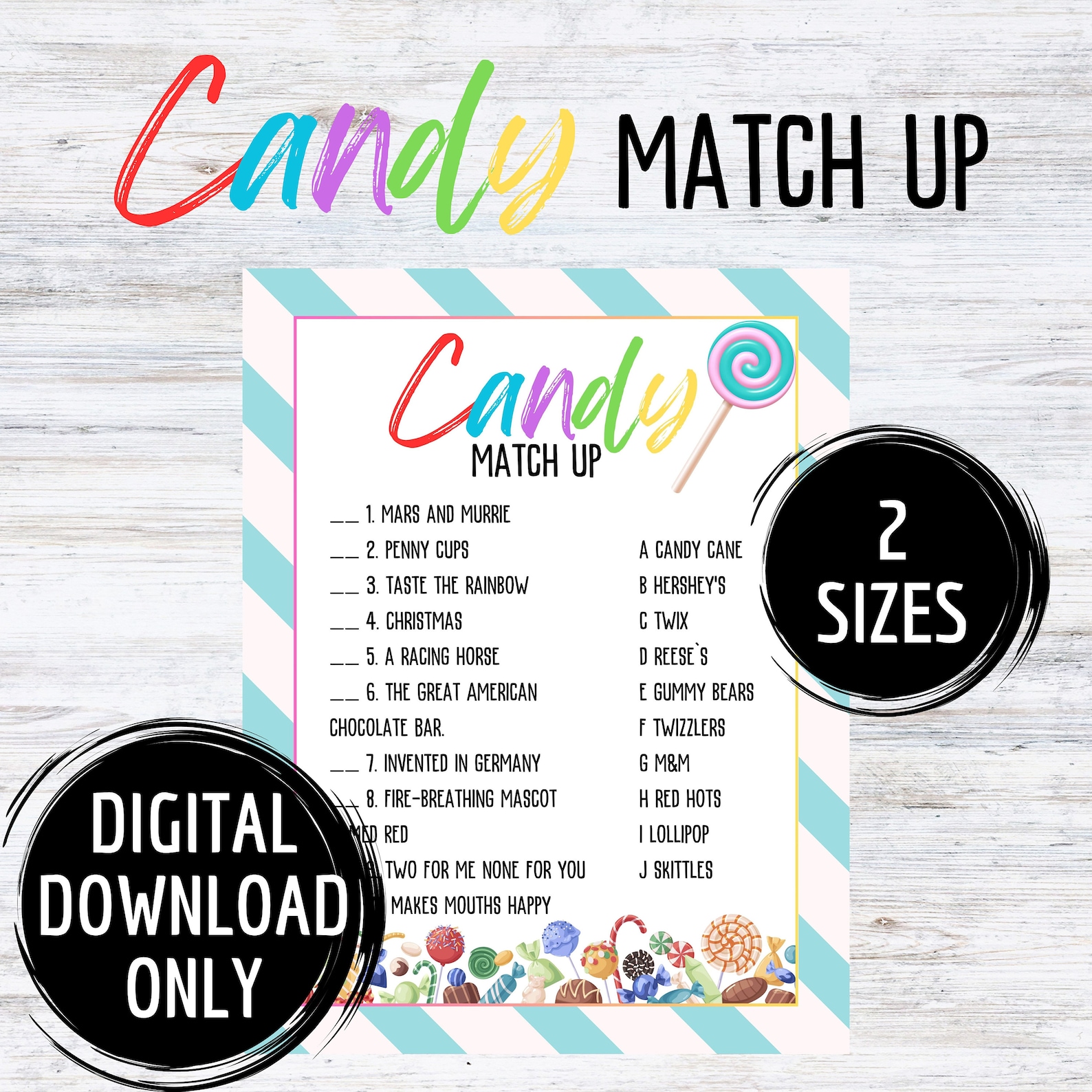 Easter Candy Match up Game: Printable Party Activity (PDF) - Etsy