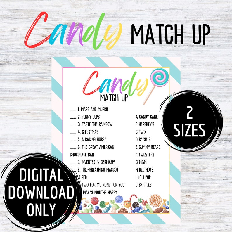 Easter Candy Match up Party Game for Kids and Adults, Candy Party ...