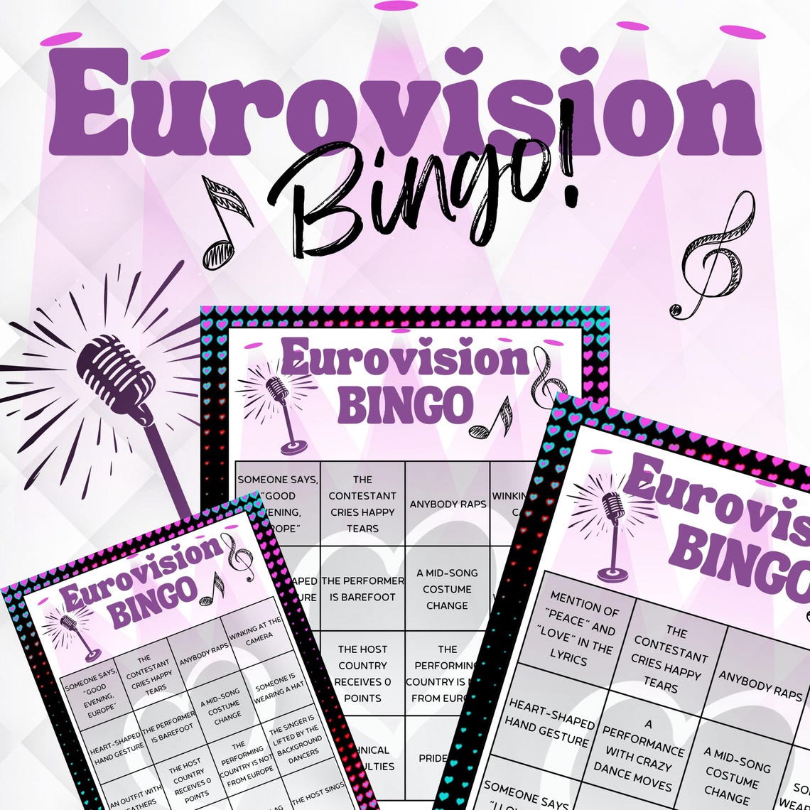 Eurovision Bingo Game: 30 Unique Cards, Fun Party Activity (digital ...