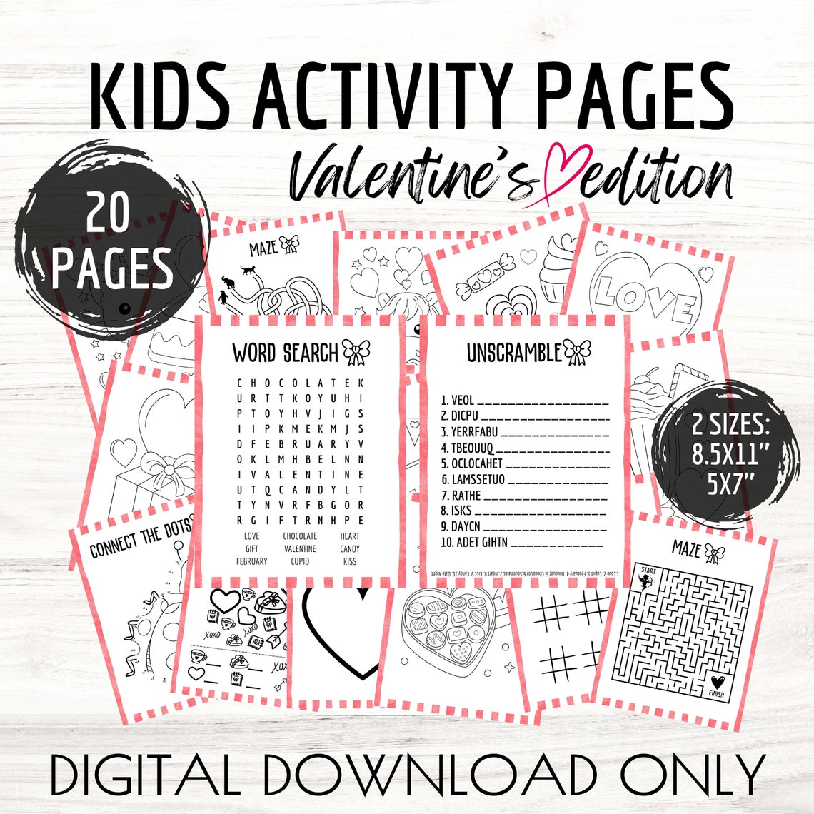 Valentine's Day Activity Pages for Kids, Valentine's Theme Party Games ...