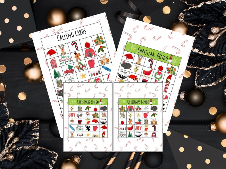 Printable Christmas Bingo Cards, 30 Cards, Party Favors, Holiday Party ...