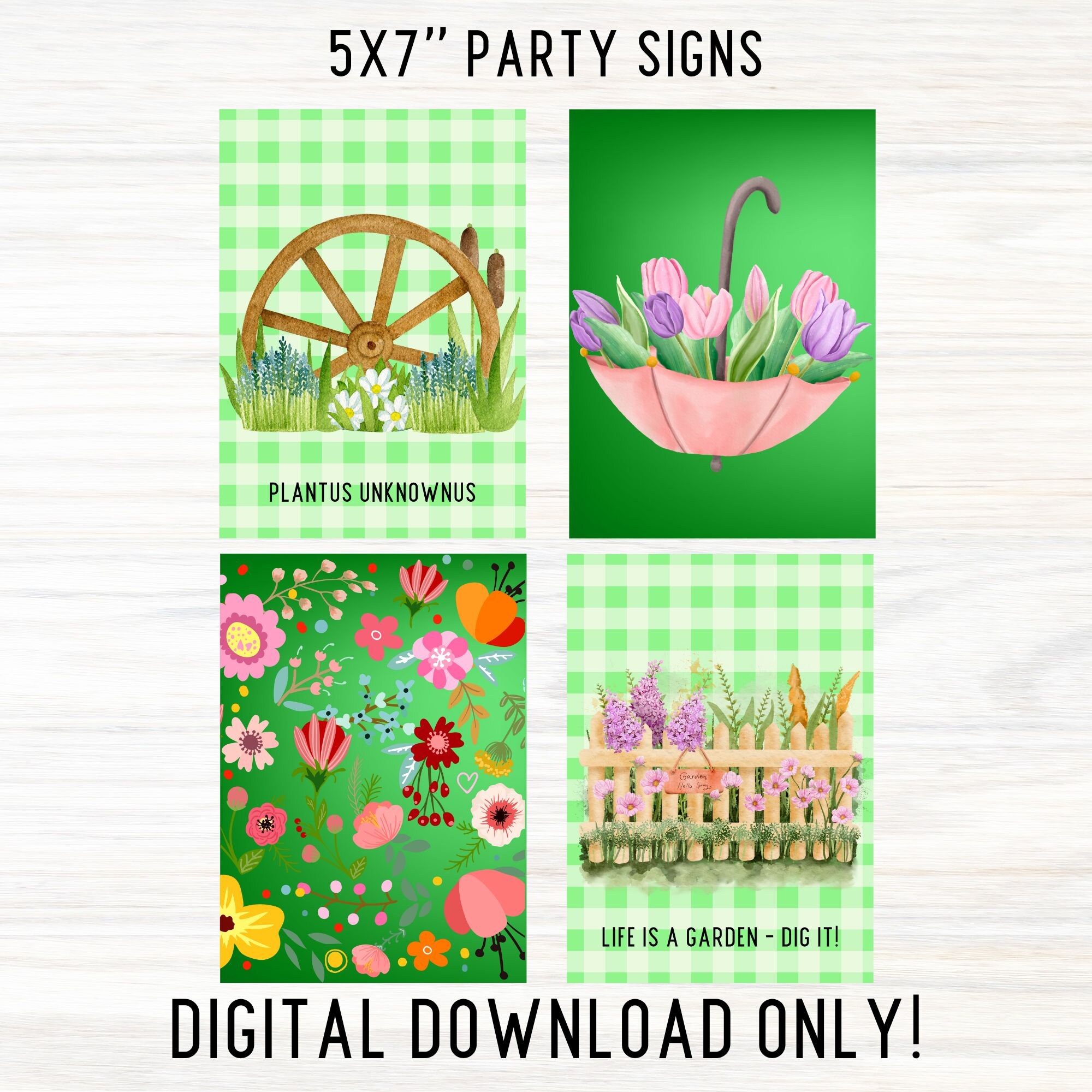 Gardening Birthday Party Decorations, Printable Green Garden Party ...
